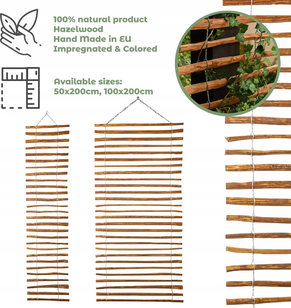 Lesní Žebříková Podpěra Na Popínavé Rostliny Závěsná 100 x 200 cm Hnědá