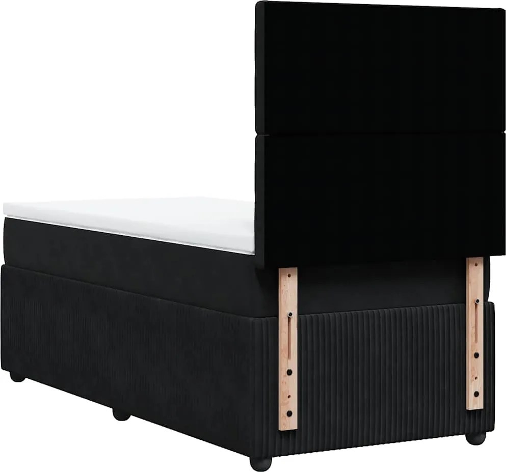 Box spring postel s matrací černá 100x200 cm samet 3292276