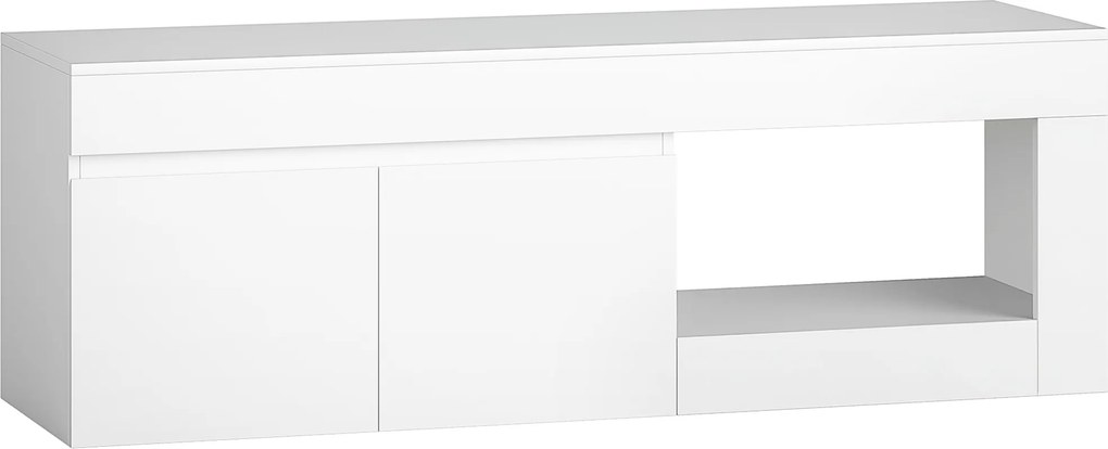 HOMCOM Moderní TV komoda do obývacího pokoje se 2 dveřmi, otevřeným oddílem a úchyty, pro televizory až do 60 palců, 140 x 40 x 48 cm, bílá