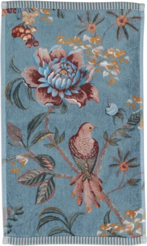 Pip Studio ručníky z bavlněného froté Secret Garden, modré (Luxusní ručníky z bavlněného froté v designu Secret Garden v modré barvě)