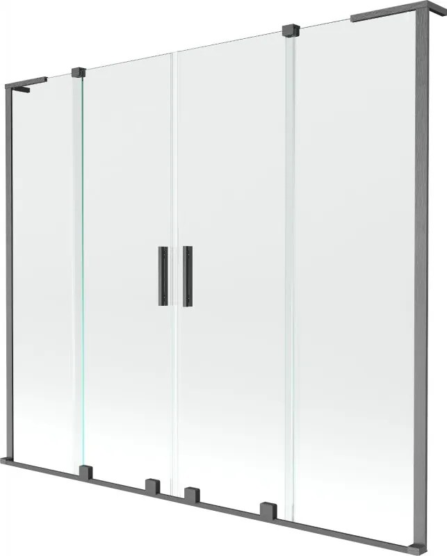 Mexen Velar L Duo, 2-křídlová posuvná vanová zástěna 200 x 150 cm, 8mm čiré sklo, broušený grafit, 896-200-003-02-66