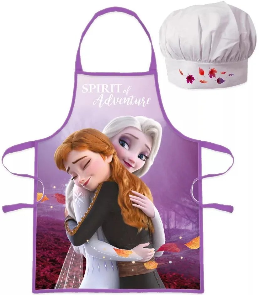 Dětská / dívčí zástěra s kuchařskou čepicí Ledové království - Frozen - motiv Spirit of Adventure - pro děti 3 - 8 let