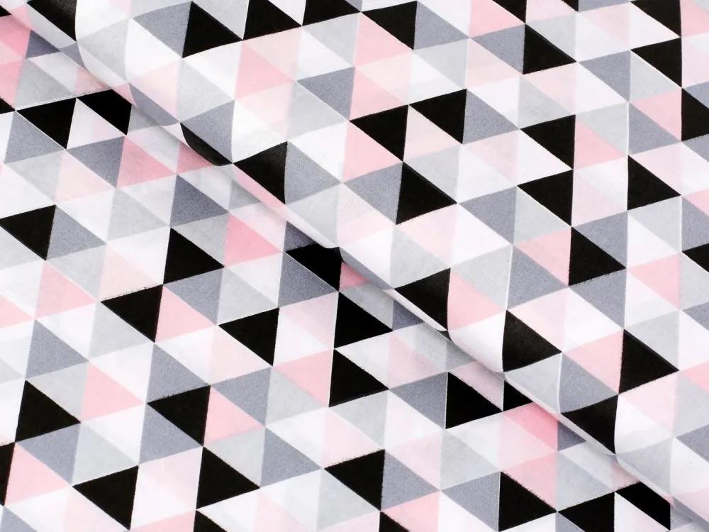 Biante Bavlněný čtvercový ubrus Sandra SA-110 Růžovo-černo-šedé trojúhelníčky 130x130 cm