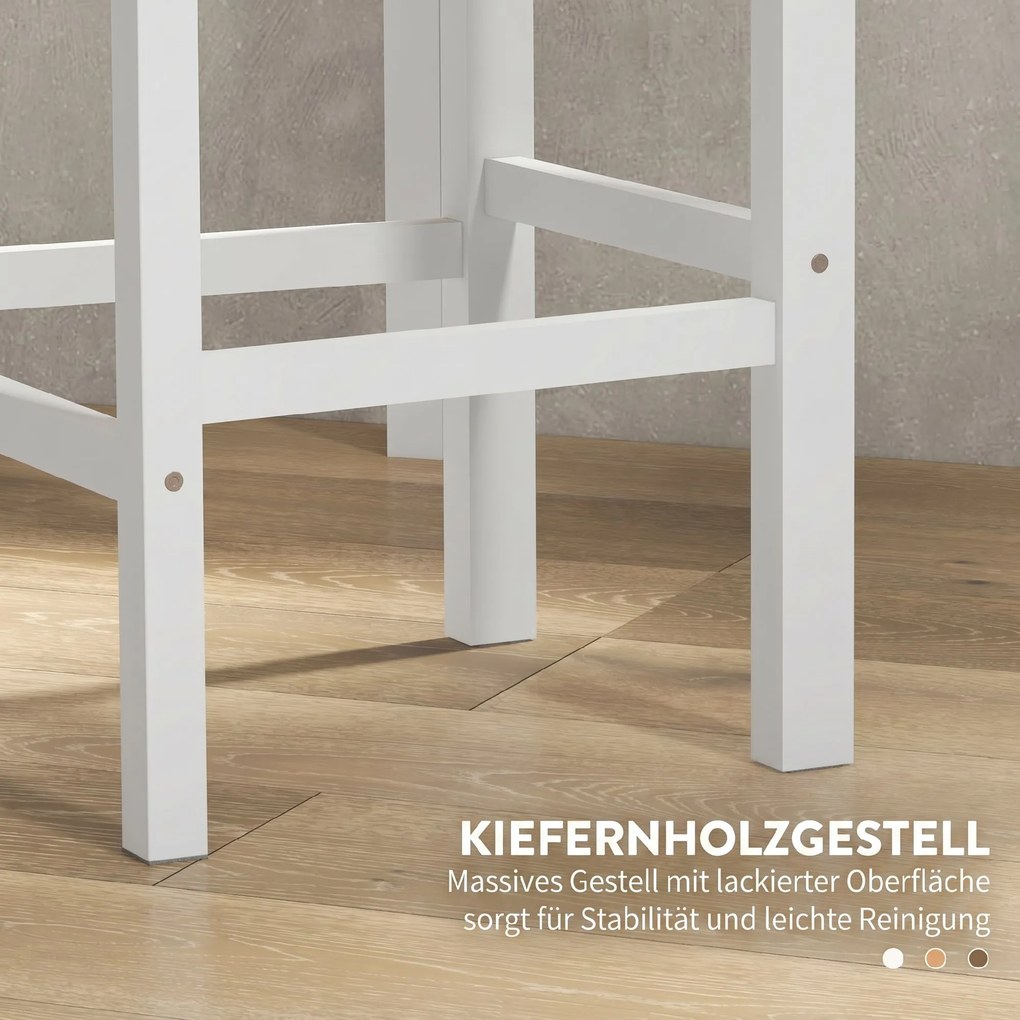 HOMCOM Set 2 Barových Židlí Vysoký Sedák 60,2 cm Dřevěné Kuchyňské Židle s Opěrkou a Podnožkou Nosnost 120 kg pro Jídelnu a Obývací Pokoj Přírodní a …