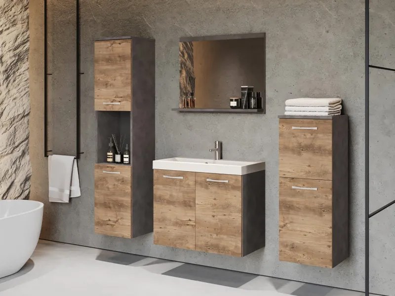 Koupelnový nábytek Megi I, Barva: matera / breslau kaštan, Sifon k umyvadlu: ne, Baterie: Economico BYU 020M