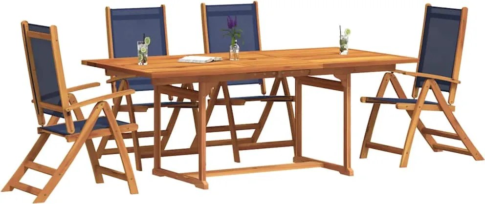 5dílný zahradní jídelní set masivní akáciové dřevo a textilen 3279302