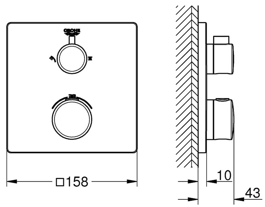 Grohe Grohtherm SET 1 - Sprchový systém pod omítku, Grohtherm, termostatickými kompletní sada