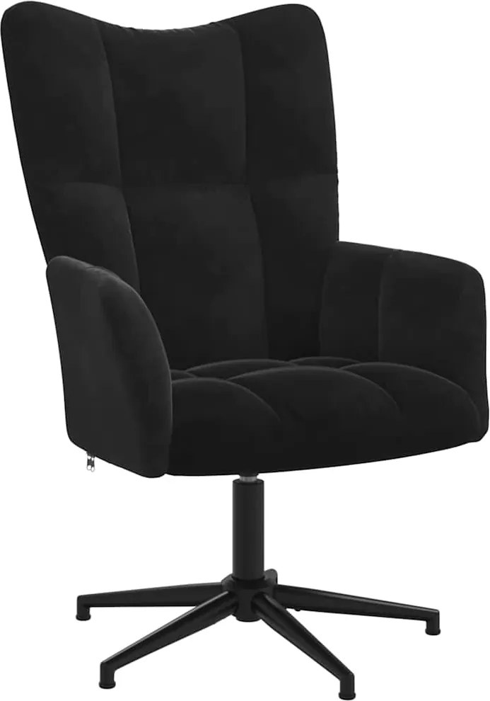 Relaxační křeslo se stoličkou černé samet 328112