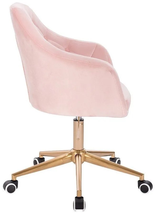 LuxuryForm DESIGN Otočné křeslo ANDORA VELUR na zlaté podstavě s kolečky - světle růžové