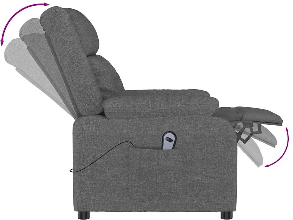 Elektrické polohovací křeslo tmavě šedé textil 3143568