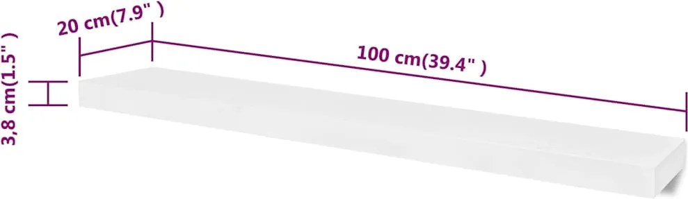 Nástěnná police 4 ks bílá 100 cm 275999