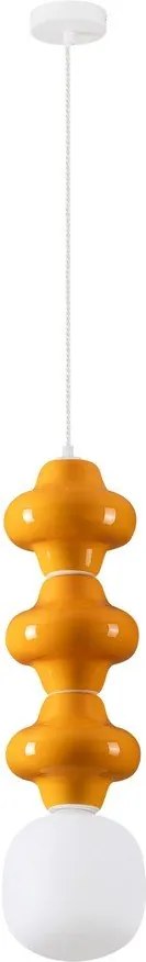 Bílé/oranžové keramické závěsné svítidlo se skleněným stínidlem ø 18 cm Clio – Nova Luce