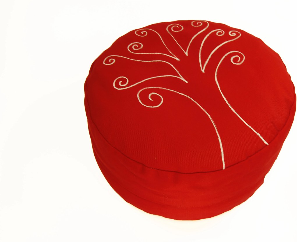 S radostí - vlastní výroba Meditační polštář strom života - červený Velikost: ∅30 x v25 cm