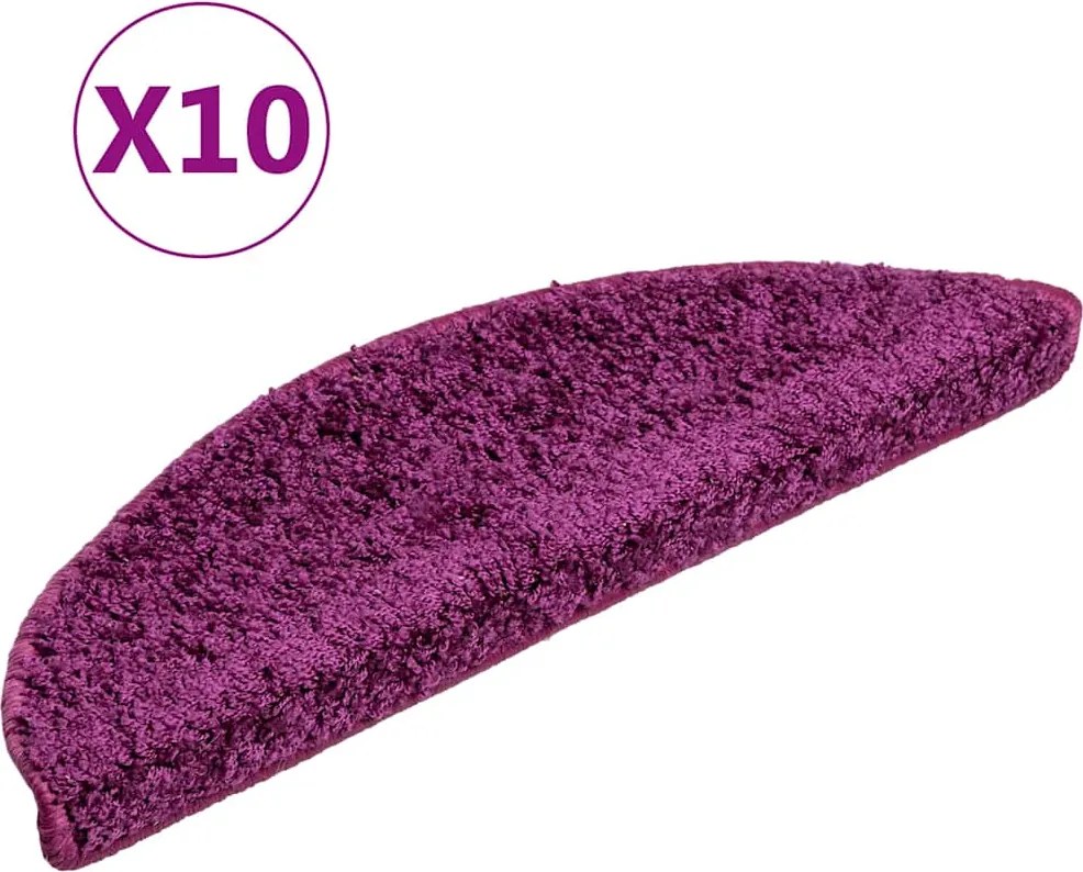 Schodové rohože 10 ks 56x17x3 cm fialové půlkulaté 149793