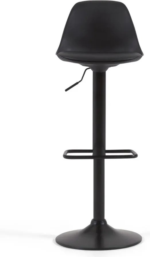 Matně černá barová židle s nastavitelnou výškou z imitace kůže (výška sedáku 60 cm) Orlando-T – Kave Home