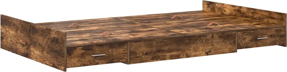 Rám postele s úložným prostorem s čelo Kouřový dub 120 x 200 cm 3335305