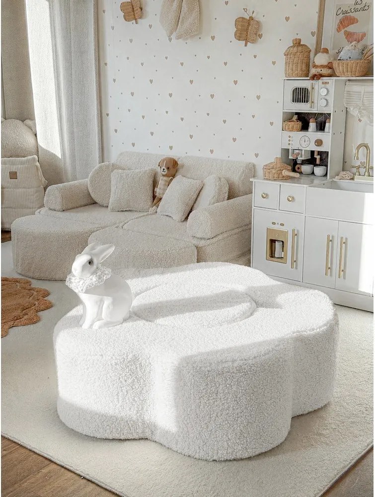 Bílé pěnové hřiště 3 ks z materiálu bouclé výška 27 cm 88x90 cm – Meowbaby