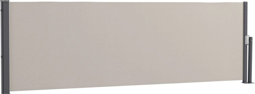 Zásuvná boční markýza Outsunny s privacy screen, ocelová skříňka, vodotěsná boční markýza, ochrana proti větru a slunci 300 x 100 cm pro balkon, teras