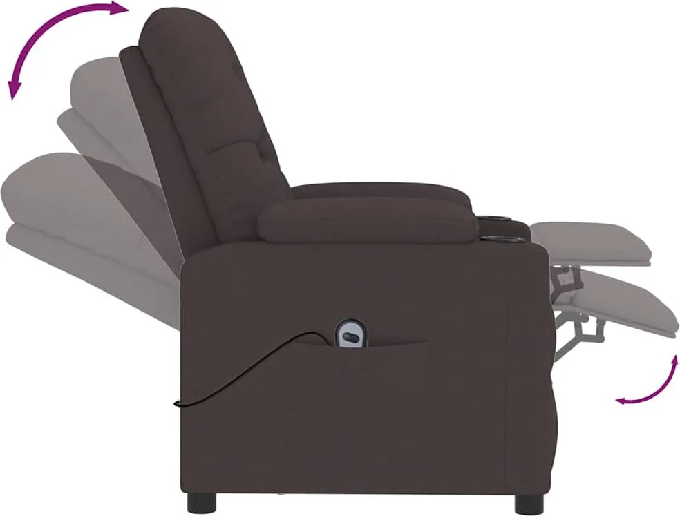 Elektrické polohovací křeslo tmavě hnědé textil 3098844