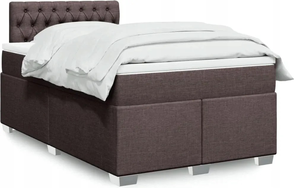 Box Spring Postel S Matrací Textil Tmavě Hnědá Prošívaný design 120 x 190