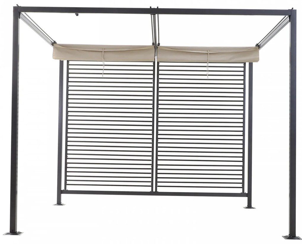 Zahradní hliníková pergola se zatahovací střechou Goleto H300 hnědá 3 x 3 x 2,23 m