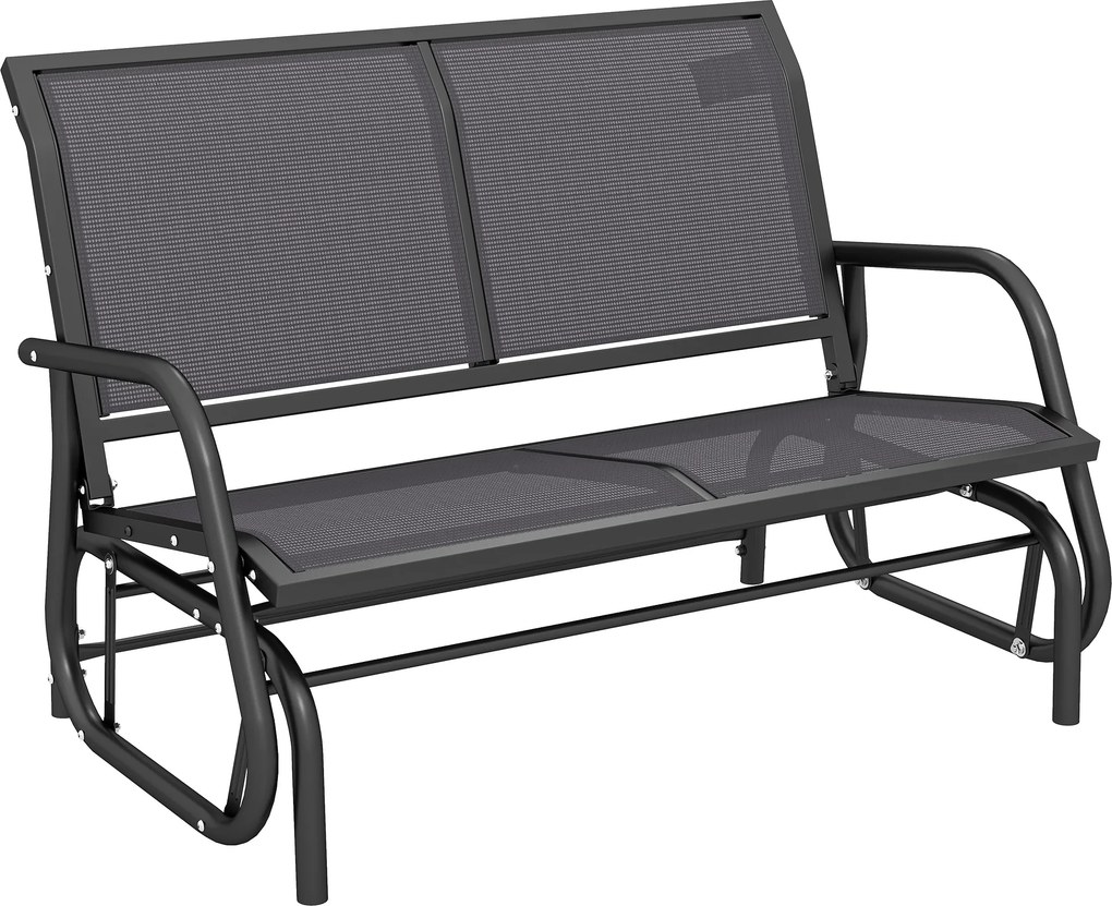 Houpací křeslo Outsunny 2místná zahradní houpací lavice kovová lavice, šedá, zahradní nábytek 120 x 70 x 85 cm pro hodiny relaxace | Aosom.de