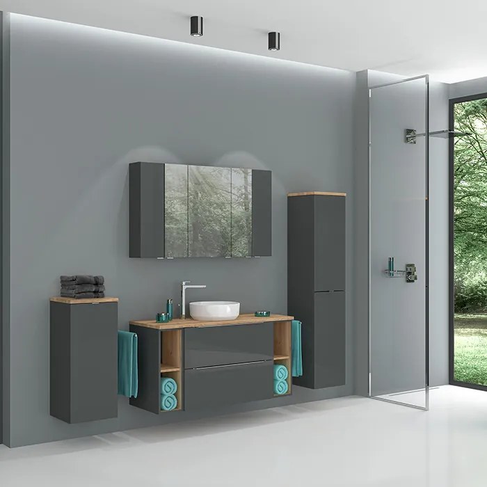 A-Interiéry Doplňková koupelnová skříňka vysoká Amanda A V 35 P/L - antracit - amanda_V35_A
