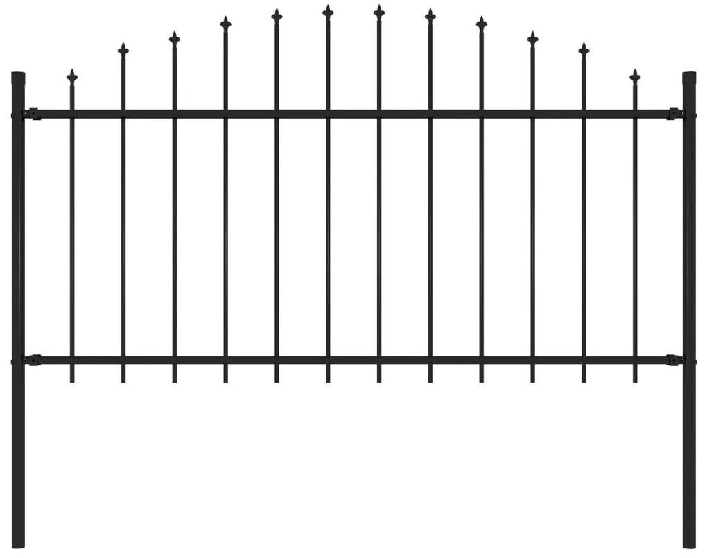 Zahradní plot s kopím nahoře ocelový 181 x 150 cm černý