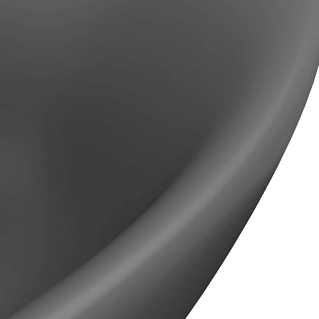 Luxusní umyvadlo přepad oválné tmavě šedé 58,5 x 39 cm keramika 146939