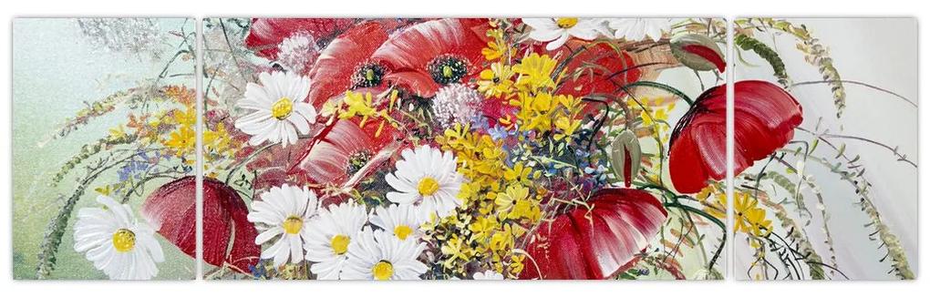 Obraz vázy s divokými květy (170x50 cm)
