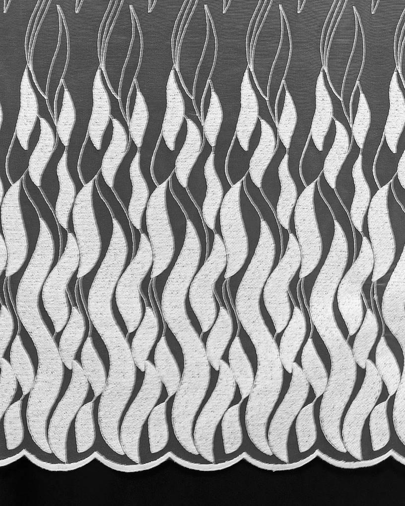 Mantis tylová záclona 643/6013 vyšívané plamínky, s bordurou, bílá, výška 190cm ( v metráži)