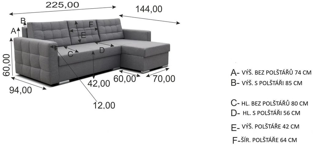 ANTEX ASTI rozkládací sedačka s dvěmi úložnými prostory béžová 225 x 85 x 144 cm