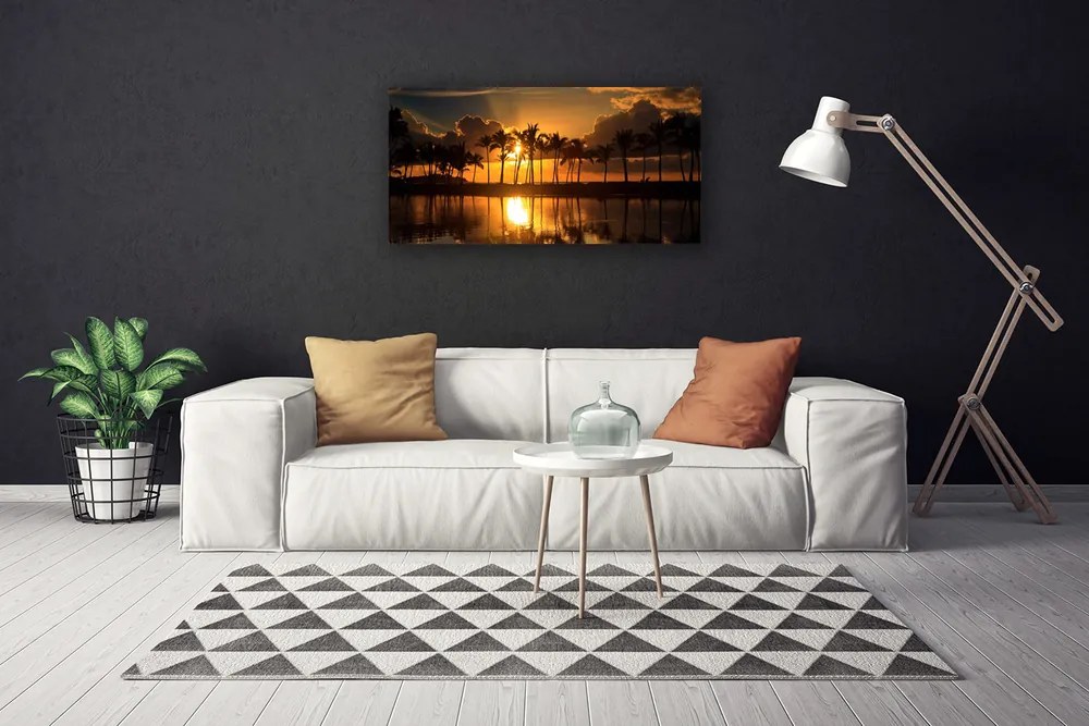 Obraz na plátně Stromy Slunce Krajina 140x70 cm