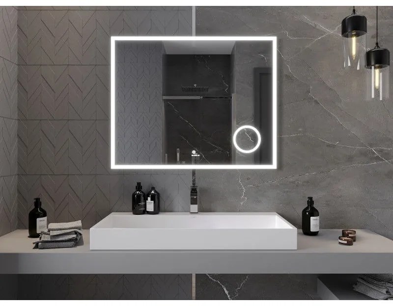 Mexen Kala, LED koupelnové zrcadlo s podsvícením a kosmetickým zrcadlem 100 x 80 cm, 6000K, ochrana proti zamlžování, 9820-100-080-611-00