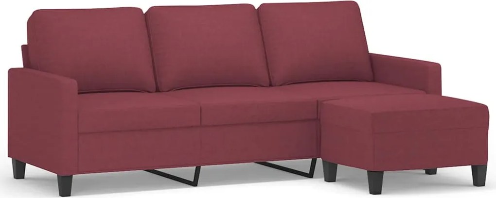 3místná pohovka s podnožkou vínová 180 cm textil 3201043