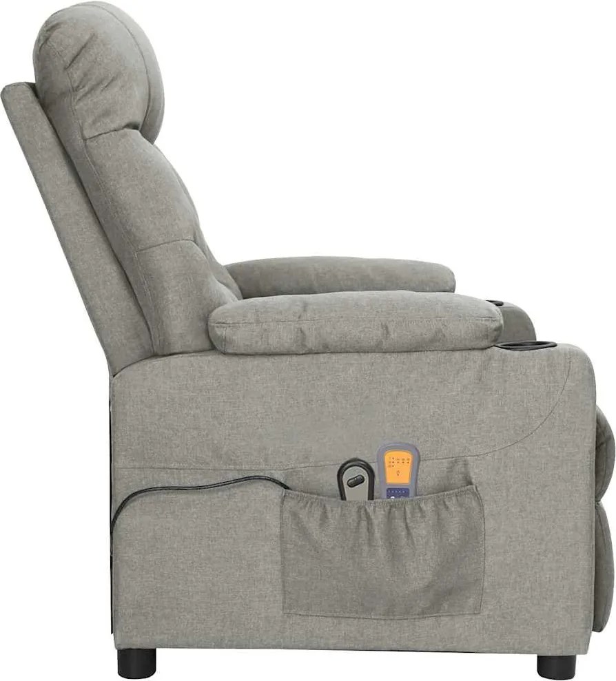 Elektrické masážní křeslo světle šedé textil 3098827
