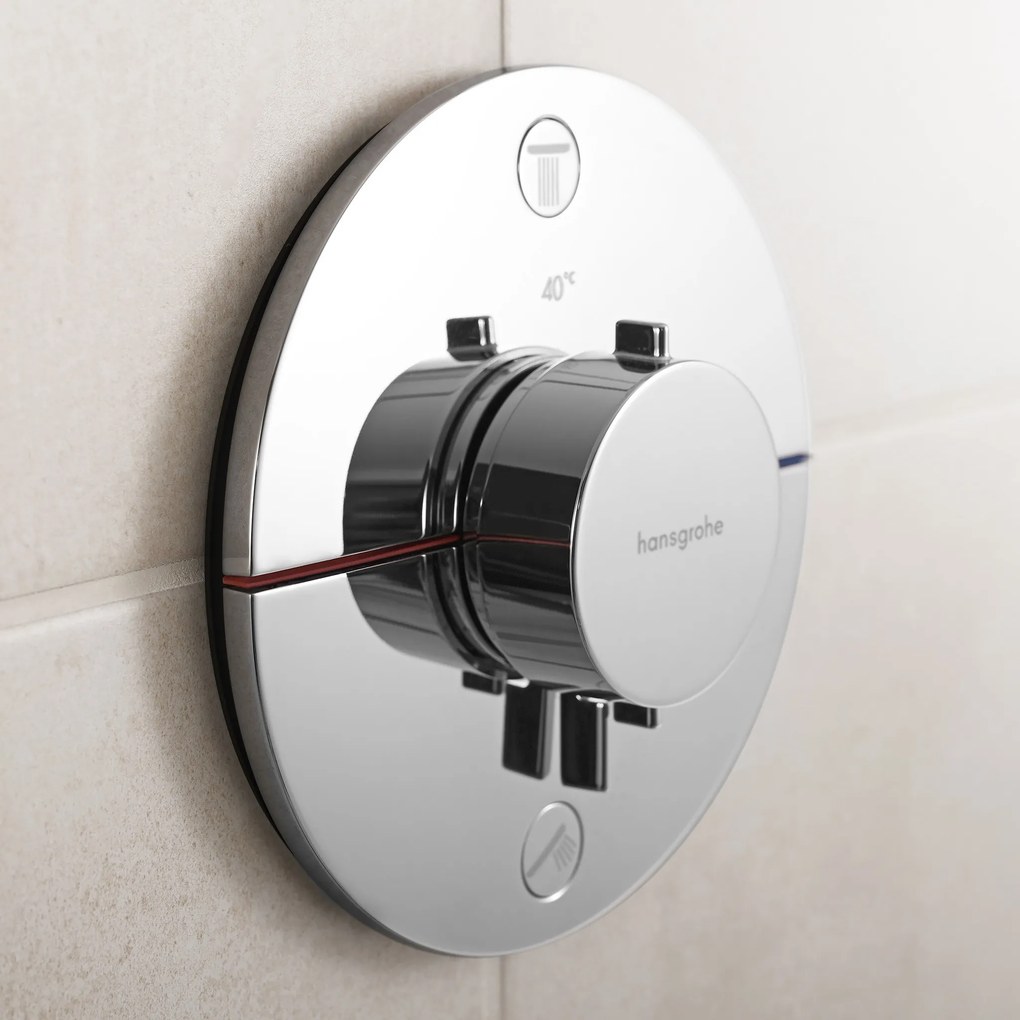 Hansgrohe ShowerSelect Comfort S, termostat pod omítku pro 2 spotřebiče s EN1717, chromová, HAN-15556000