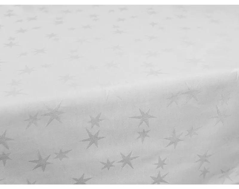 SCANquilt ubrus SOLID hvězdy bílá 155 x 250 cm ovál