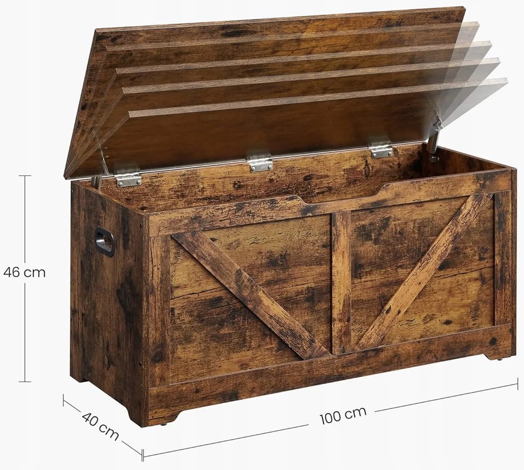 Úložný box s víkem TAYLOR 100x40 cm, rustikálně hnědý