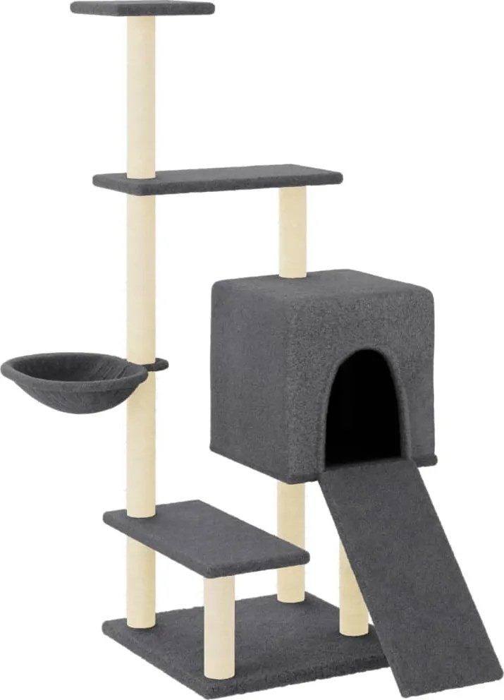 Škrabadlo pro kočky se sisalovými sloupky tmavě šedé 130,5 cm 172042