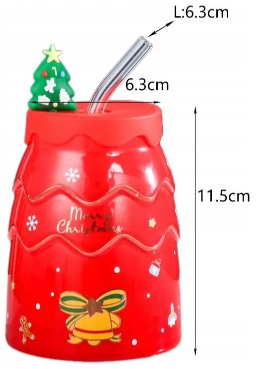 Flamenco Mystique Vánoční hrníček - sada se silikonovým víčkem a brčkem 400ml, zelený kb06zie.