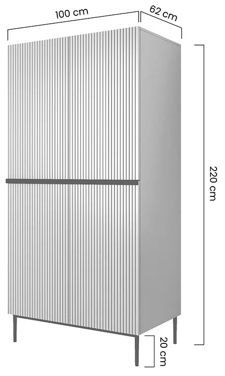 Skříň Nicole 100 cm - bílý mat / zlaté nožky