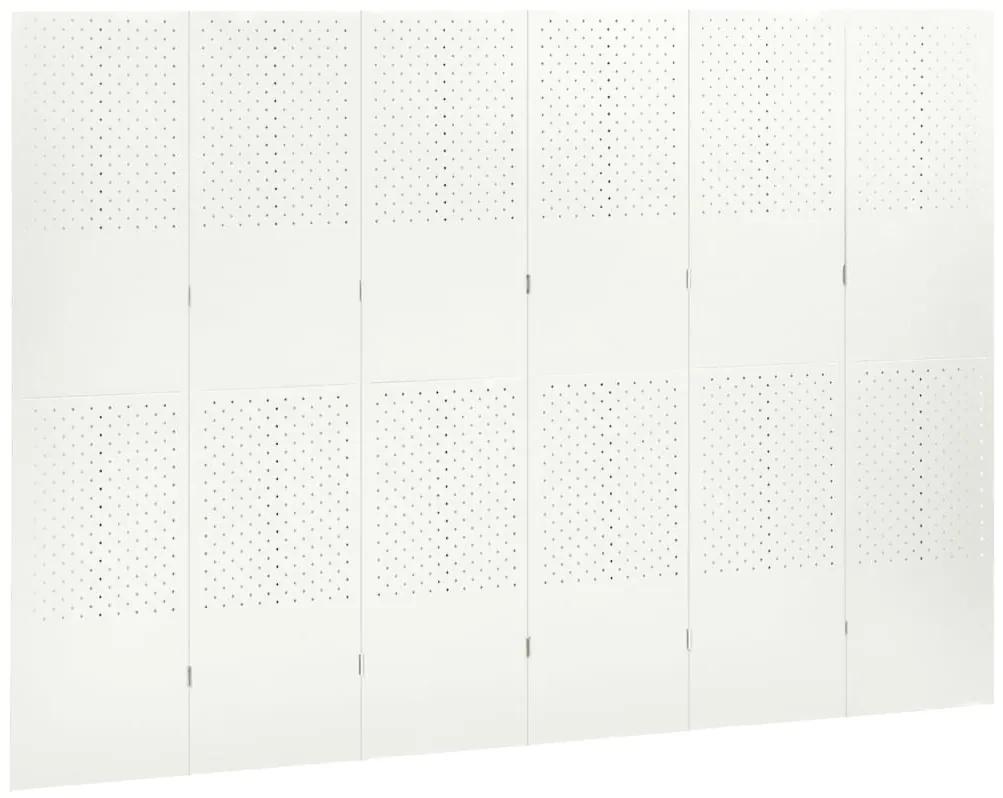 6dílný paraván bílý 240 x 180 cm ocel,  335905