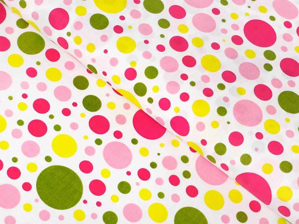 Biante Bavlněný povlak na polštář Sandra SA-209 Růžové a žluté puntíky na bílém 30 x 50 cm