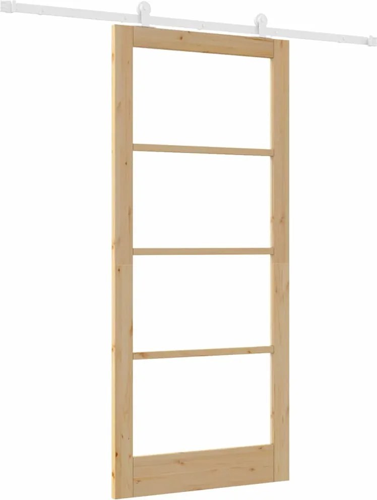 Posuvné dveře ORKDAL 93 x 211 cm Masivní borové dřevo a sklo 3332093