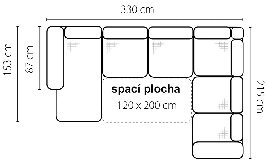 Sedací souprava BARELLO | 215x330x153 | rozkládací + úložný prostor | VÝBĚR TKANIN