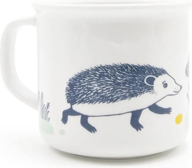 Porcelánový hrnek Ježci na houbách, 350 ml – s českým autorským motivem ježků
