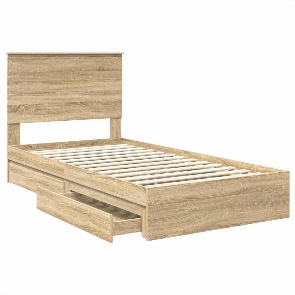 Postel s úložným prostorem se zásuvkou Sonoma dub 100 x 200 cm 3411238