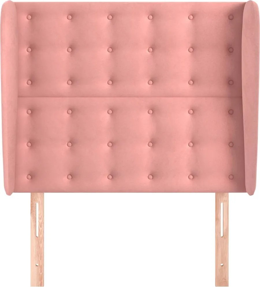 Čelo postele typu ušák růžové 93 x 23 x 118/128 cm samet 3118431