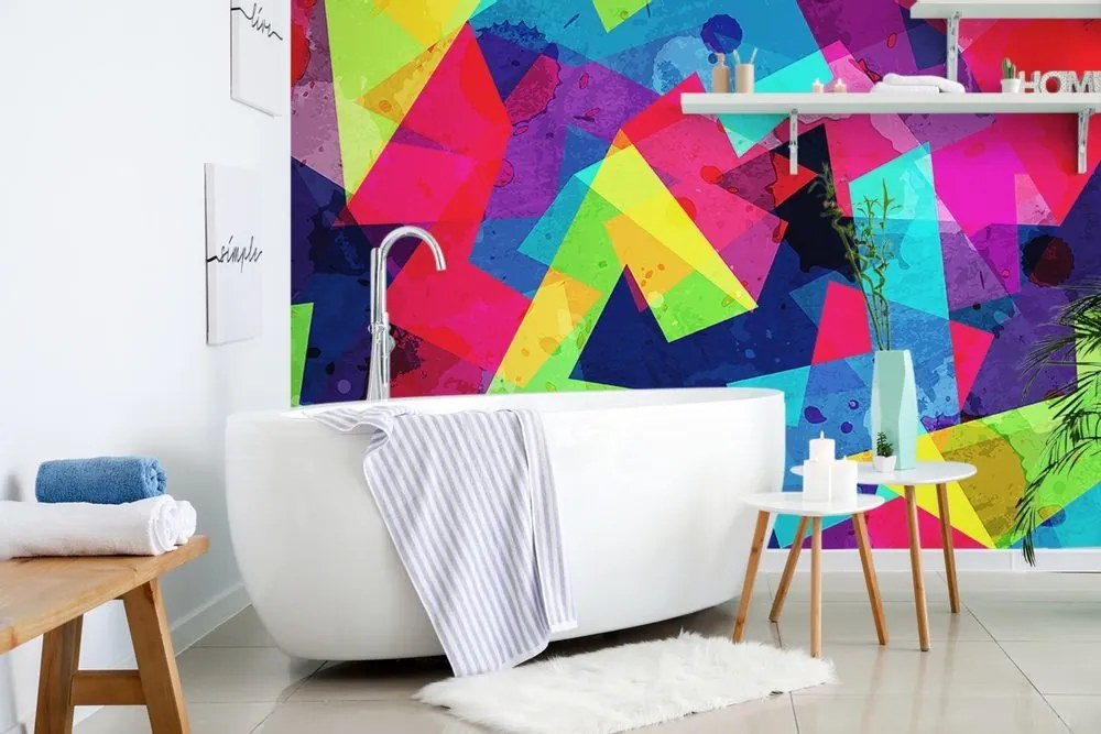 Tapeta grunge efekt geometrický vzor - 375x250 cm